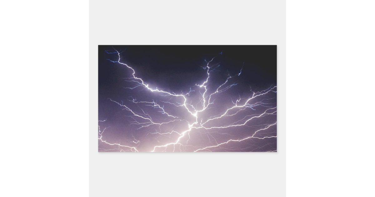 Night Lightning Rectangular Sticker | Zazzle