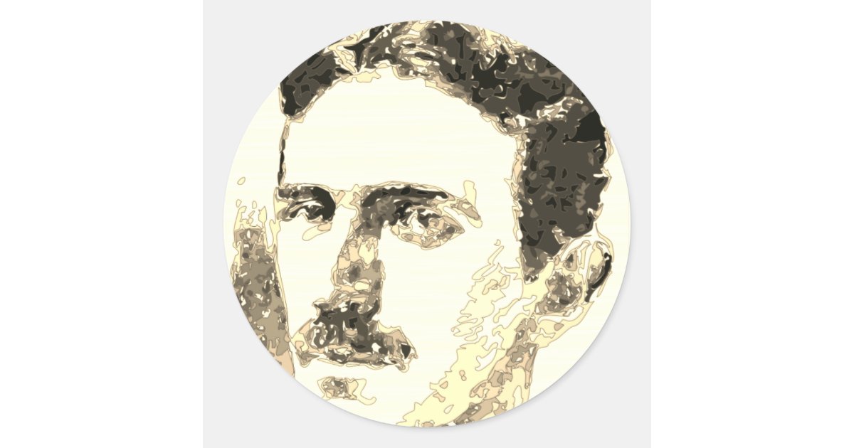Nikola Tesla Drawing In Sepia Classic Round Sticker | Zazzle