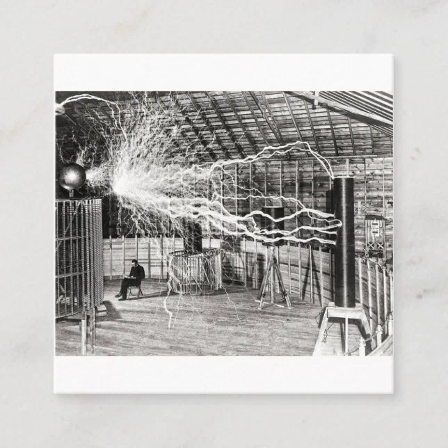 Nikola Tesla Electricity Square Business Card | Zazzle