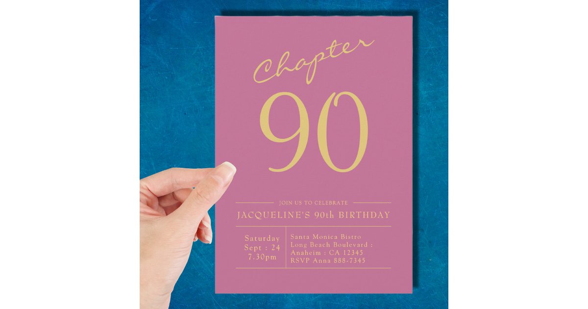 Ninety Pink Gold 90th Birthday Party Invitation | Zazzle