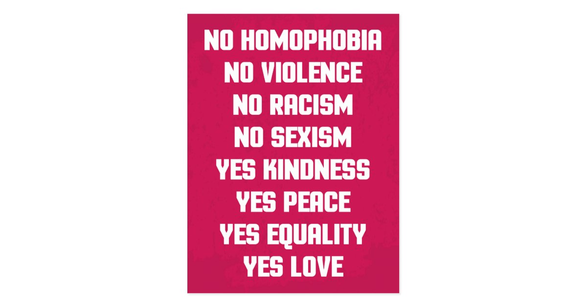 No Homophobia Quote Postcard | Zazzle.co.uk