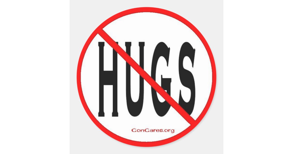 No Hugs-Large 3" stickers-Sheet of 6 Classic Round Sticker | Zazzle