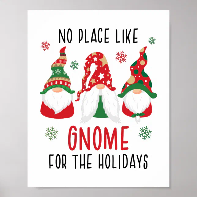 No Place Like Gnome For The Holidays Christmas Poster | Zazzle