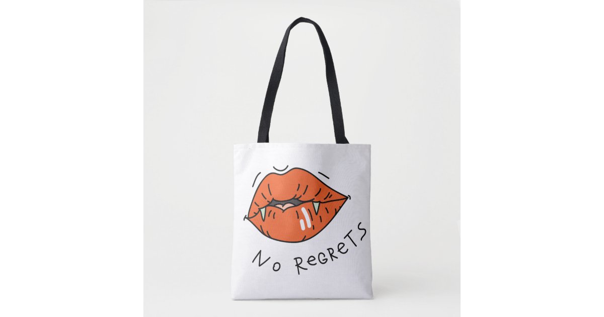 No Regrets Red Lips Anti-Valentine Tote Bag | Zazzle