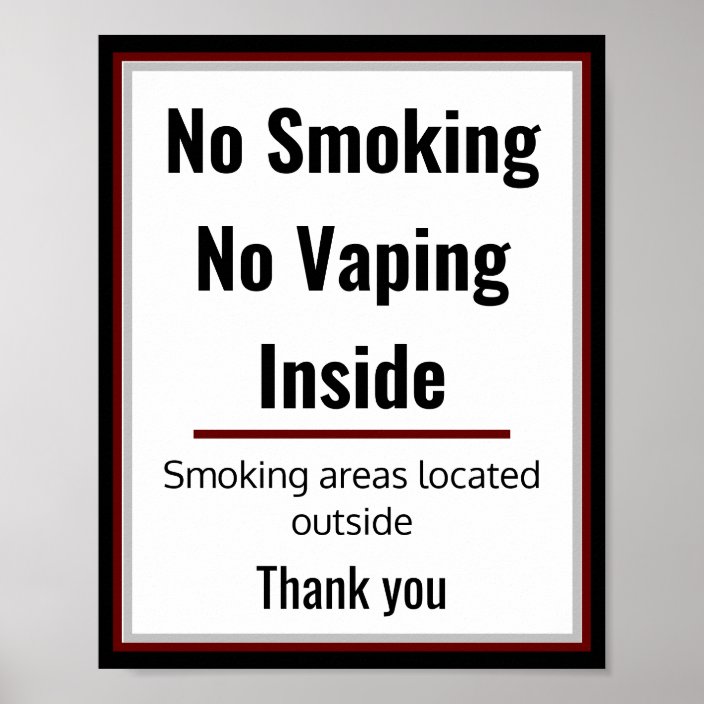 No Smoking Vaping Sign Poster 3 Custom Text Areas | Zazzle.co.uk