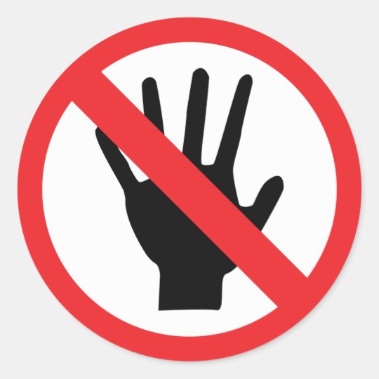 no touching icon classic round sticker | Zazzle.co.uk