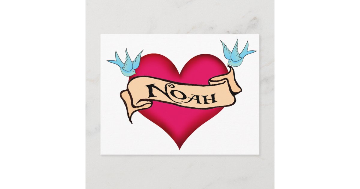 Noah - Custom Heart Tattoo T-shirts & Gifts Postcard | Zazzle