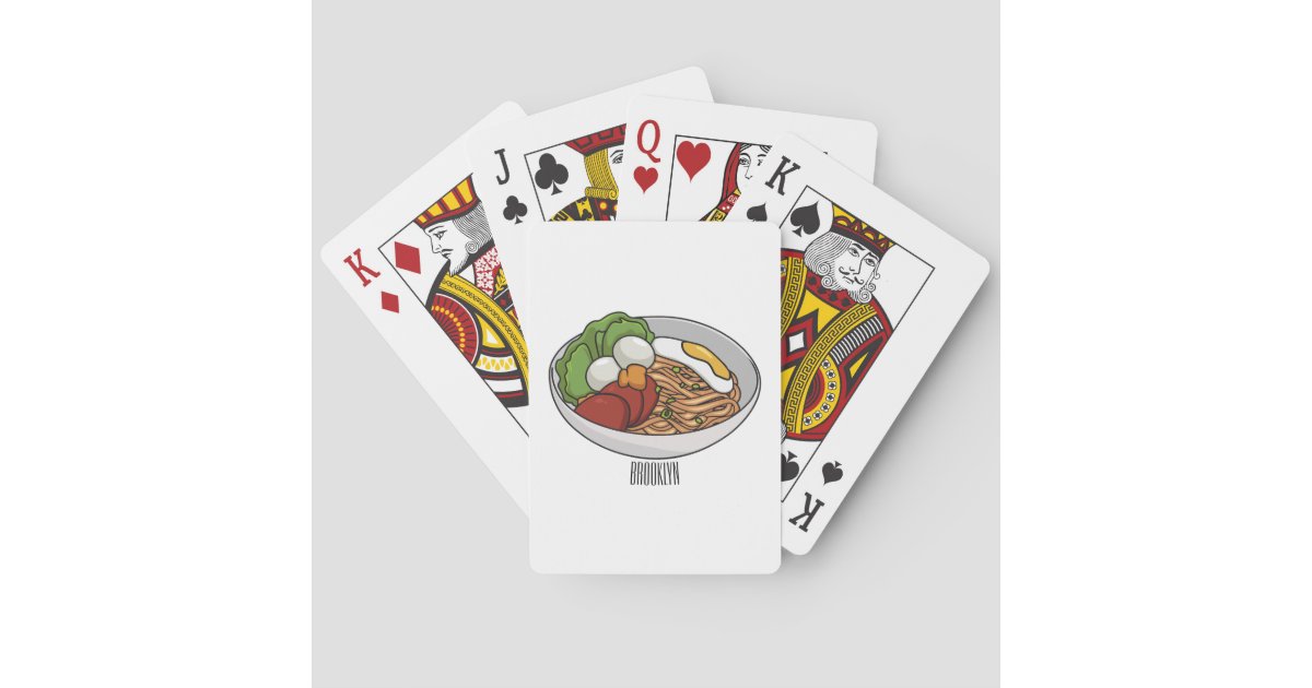 Noodle cartoon illustration playing cards | Zazzle