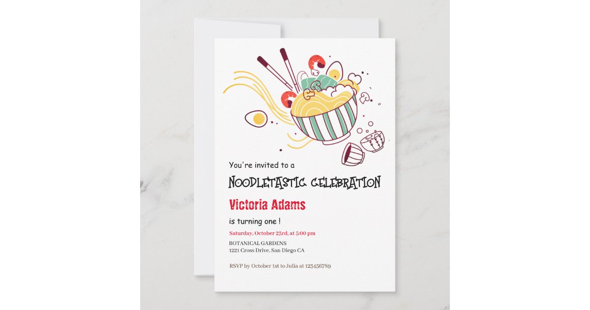 Noodletastic celebration Birthday Invitation | Zazzle