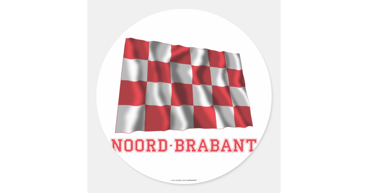 Noord-Brabant Waving Flag with Name Classic Round Sticker | Zazzle