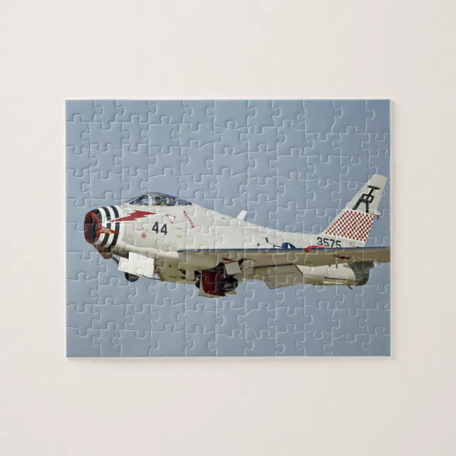 North American Naval FJ2 Fury Jet Fighter flying Jigsaw Puzzle | Zazzle