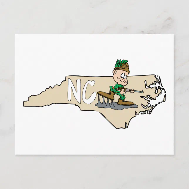 North Carolina NC Cartoon Map with Hunter Postcard | Zazzle