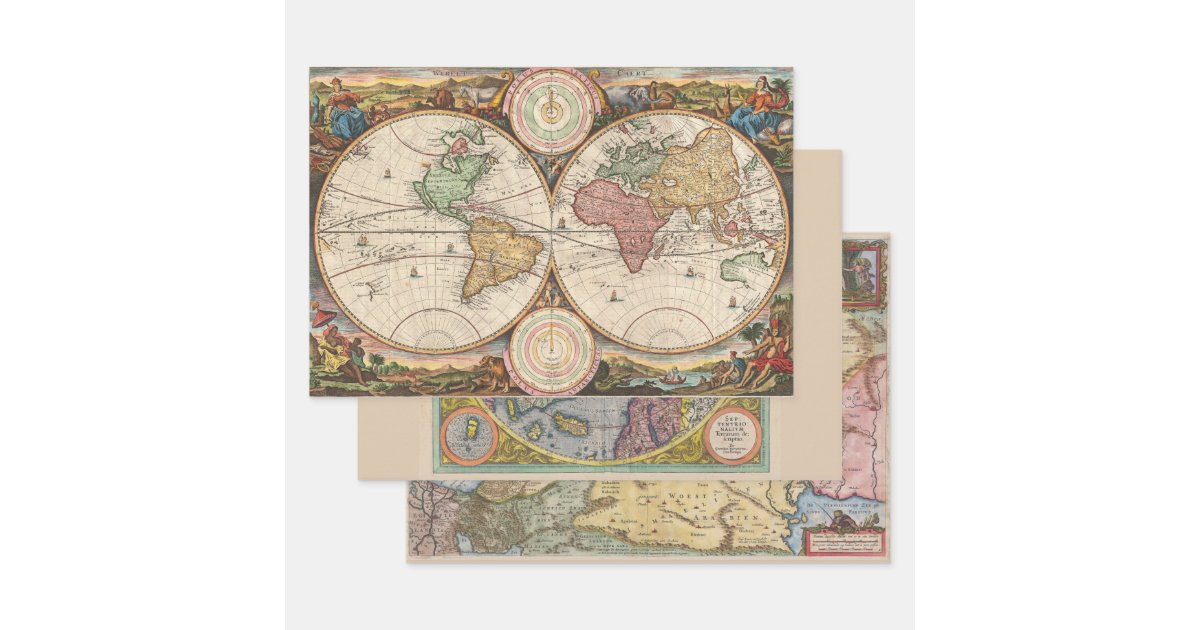 North Pole Holy Land Rare Maps | Wrapping Paper Sheet | Zazzle