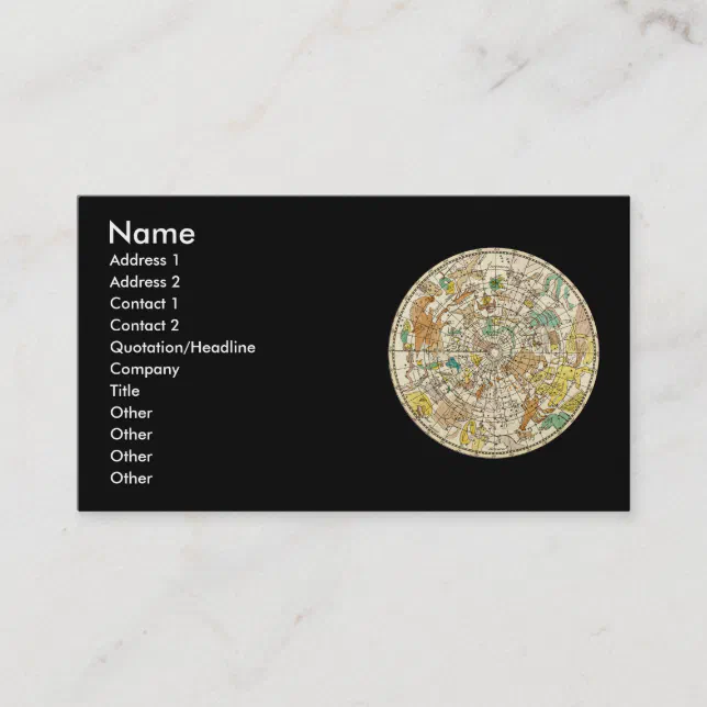Northern Sky Star Chart and Constellations Map Business Card | Zazzle