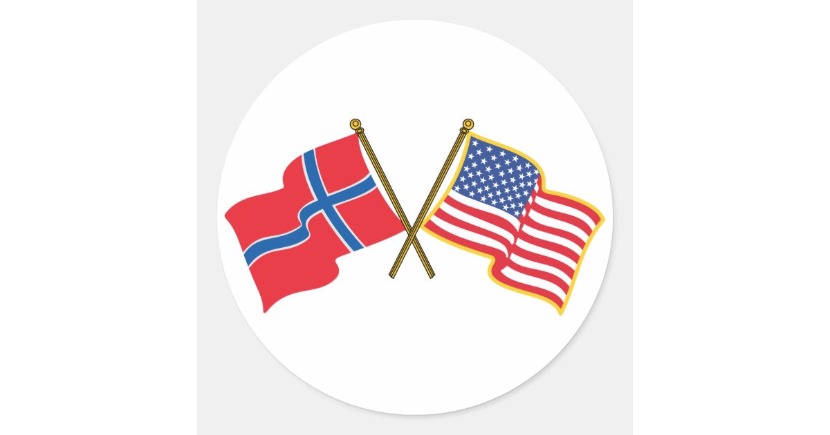 Norwegian American Flags Classic Round Sticker | Zazzle