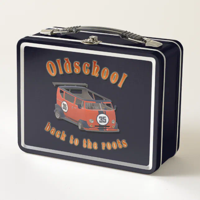 Nostalgic Oldschool, Oldtimer van red grey Metal Lunch Box | Zazzle