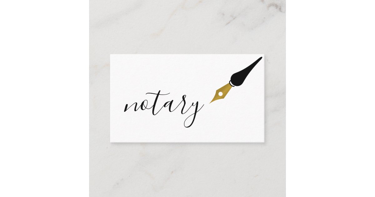Notary Agent Pen Logo Freelance Calligraphy Writer Business Card | Zazzle
