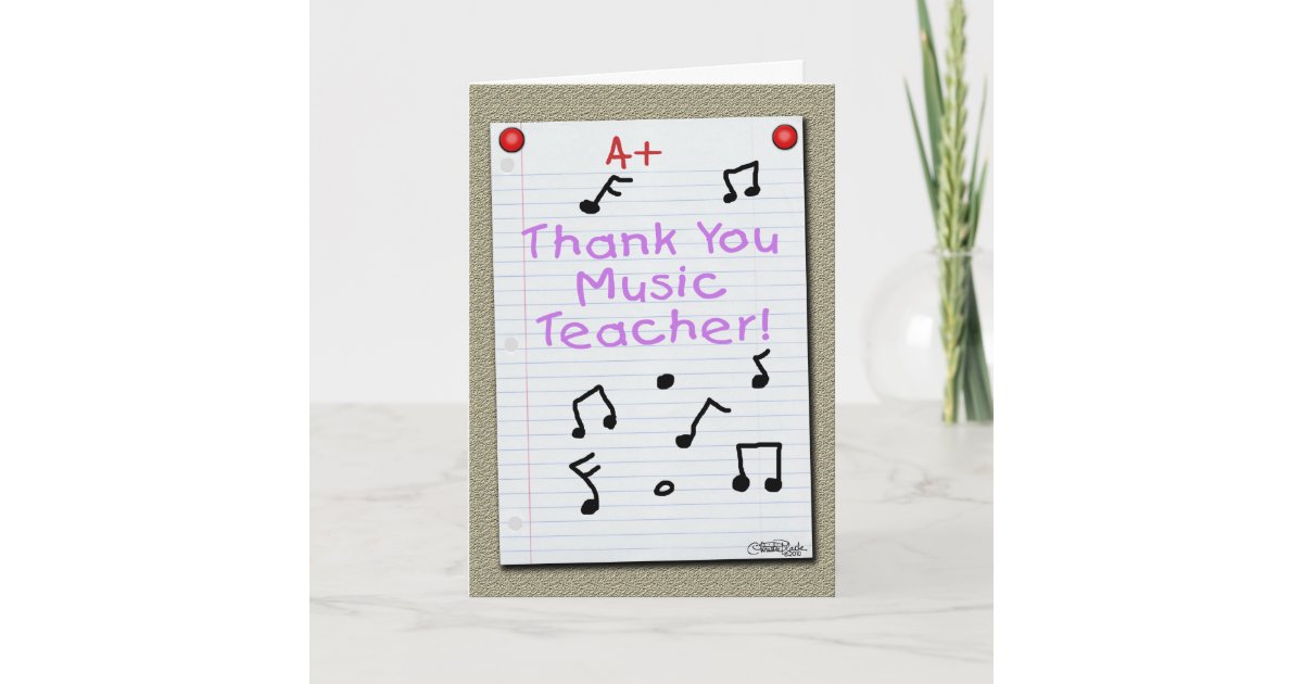 Notebook Paper Thank You Music Teacher | Zazzle
