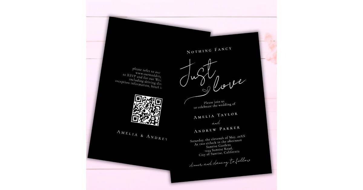 Nothing Fancy Just Love Elegant QR Code Wedding Invitation | Zazzle