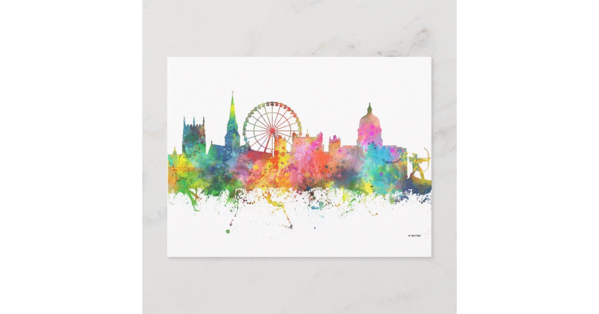 NOTTINGHAM ENGLAND SKYLINE POSTCARD | Zazzle