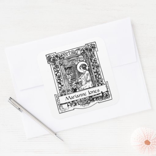 Nouveau Ex-Libris Bookplate Stickers | Zazzle