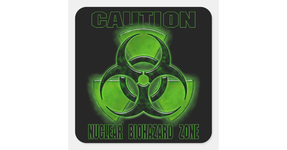Nuclear Biohazard Caution Sign Square Sticker | Zazzle