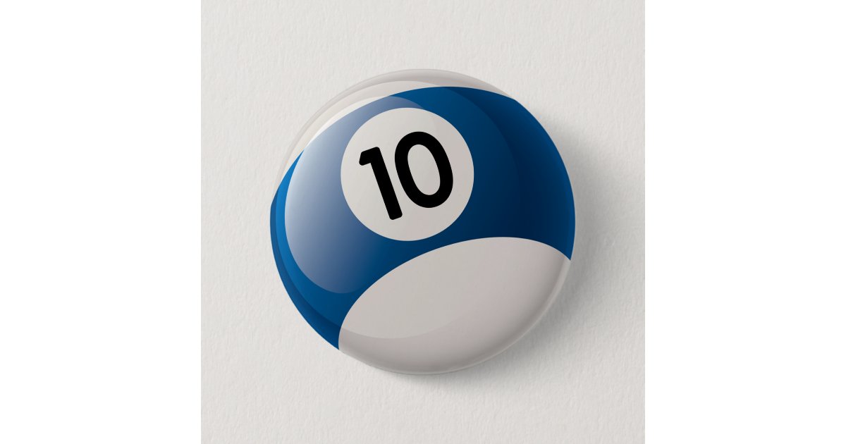 NUMBER 10 BILLIARDS BALL 6 CM ROUND BADGE | Zazzle