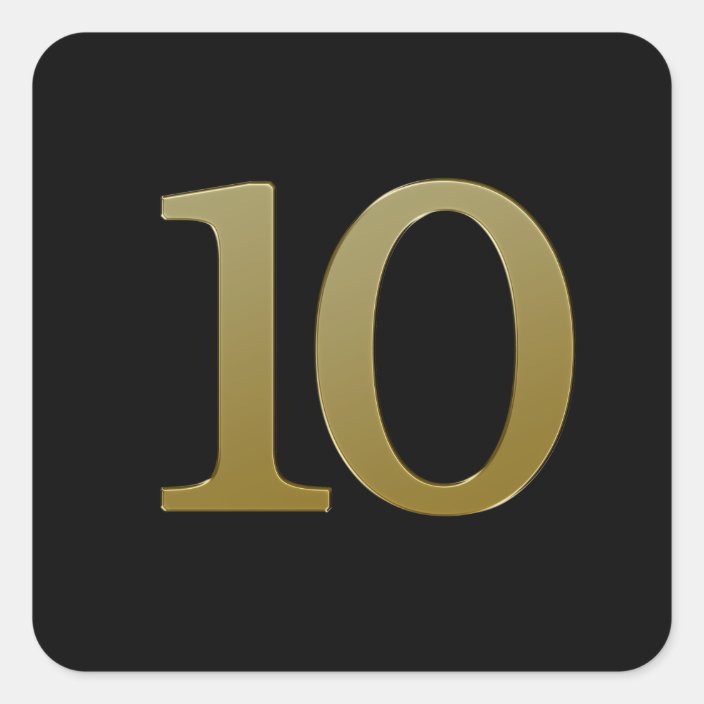 Number 10 Gold Square Sticker | Zazzle.co.uk