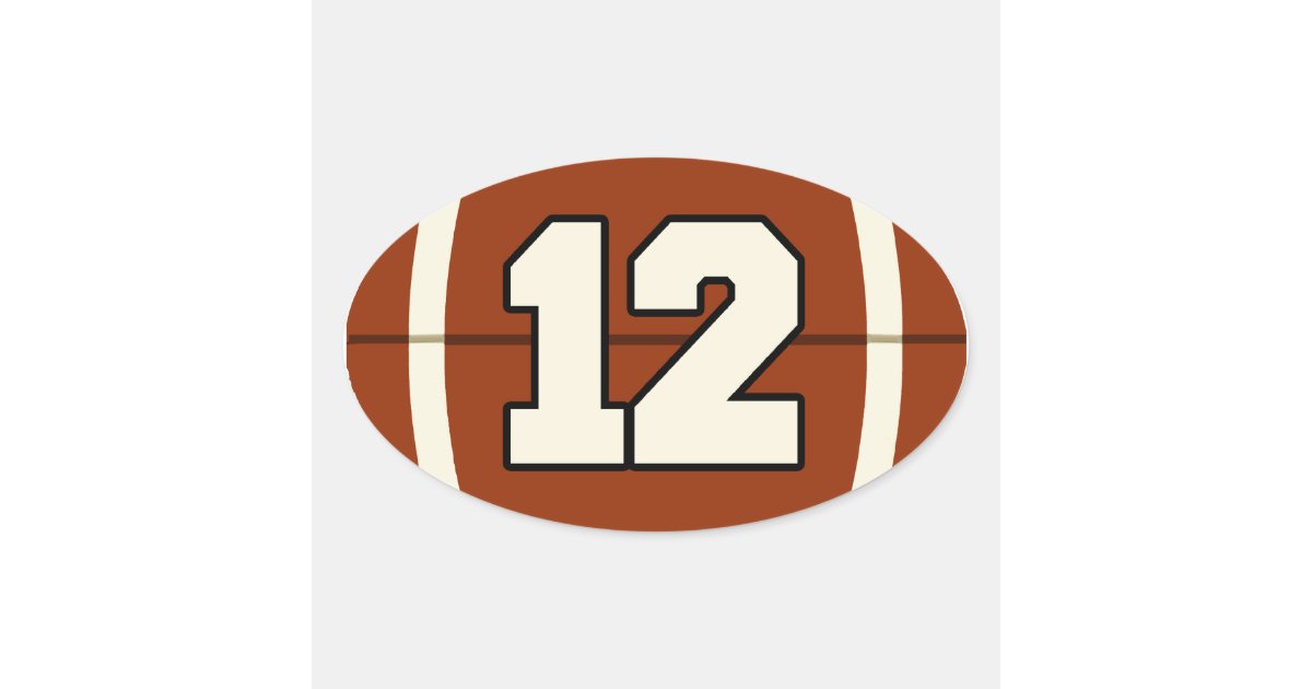Number 12 Football Sticker. Oval Sticker | Zazzle