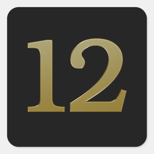 Number 12 Gold Square Sticker | Zazzle.co.uk