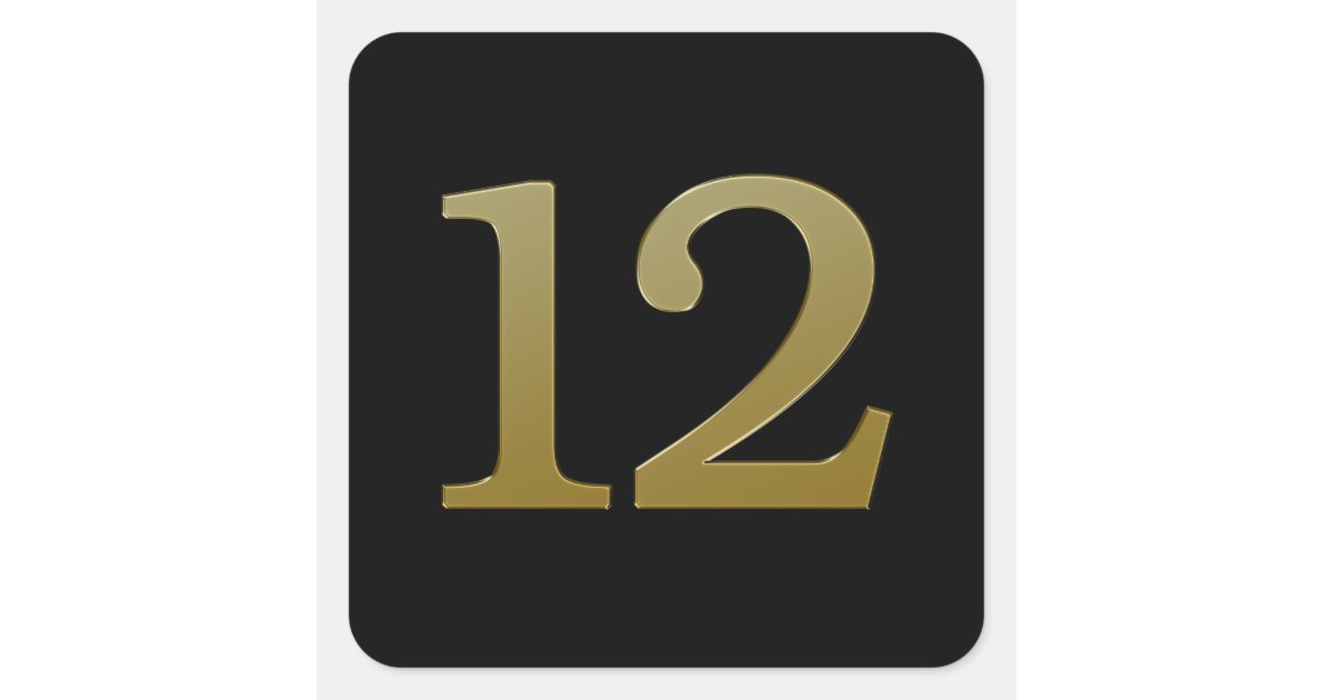 Number 12 Gold Square Sticker | Zazzle