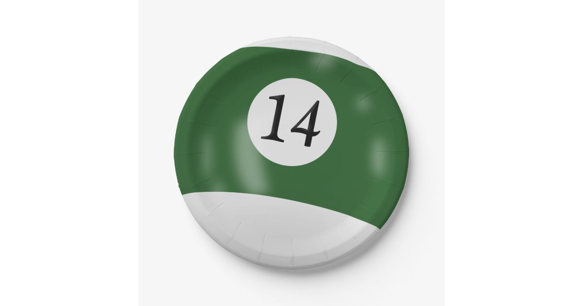 Number 14 billiard ball paper plate | Zazzle