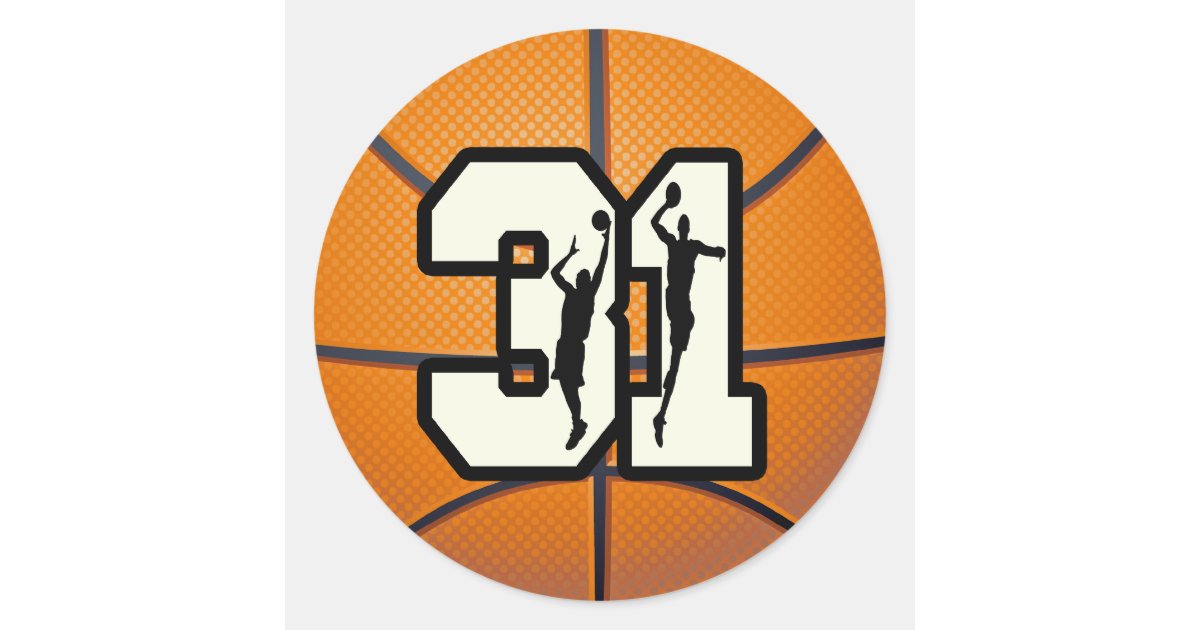 Number 31 Basketball Classic Round Sticker | Zazzle