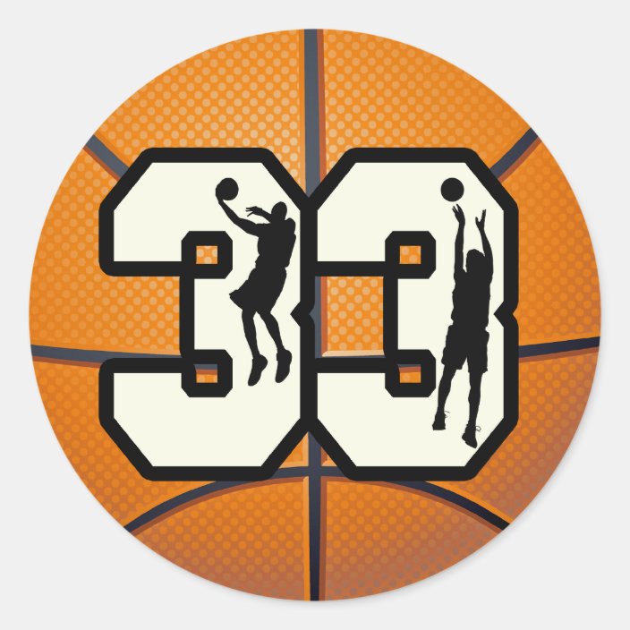 Number 33 Basketball Classic Round Sticker | Zazzle.co.uk