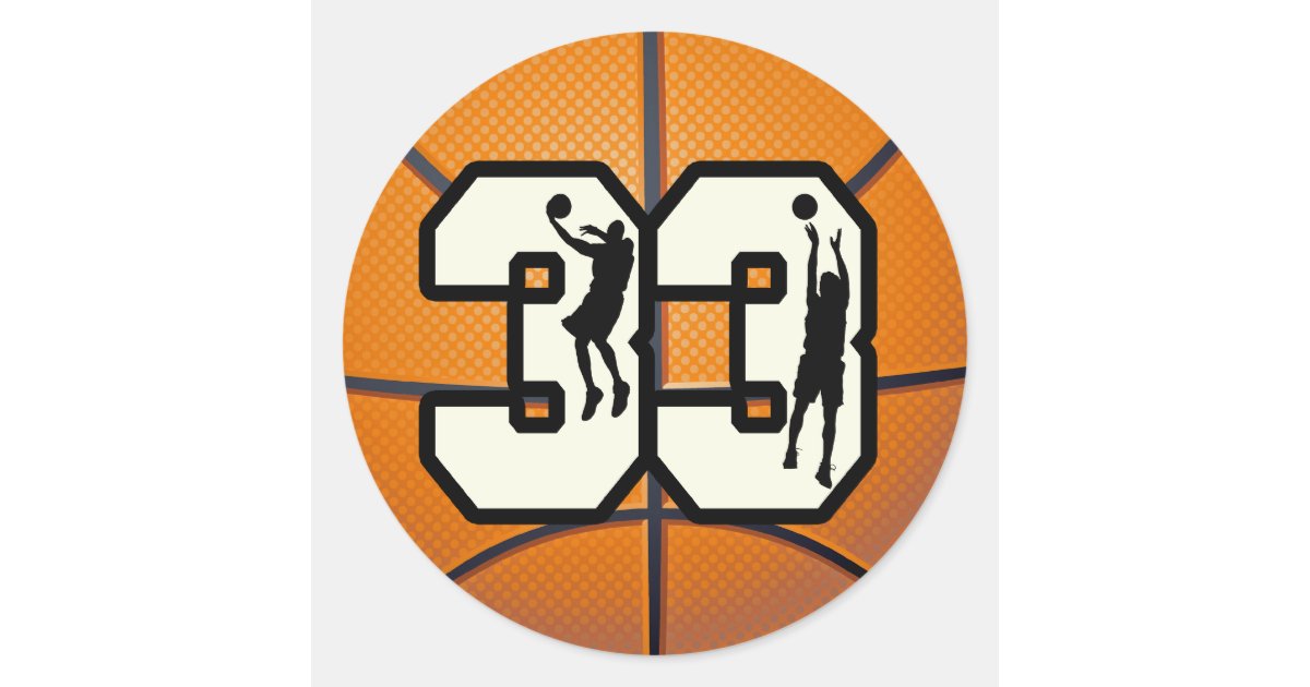 Number 33 Basketball Classic Round Sticker | Zazzle