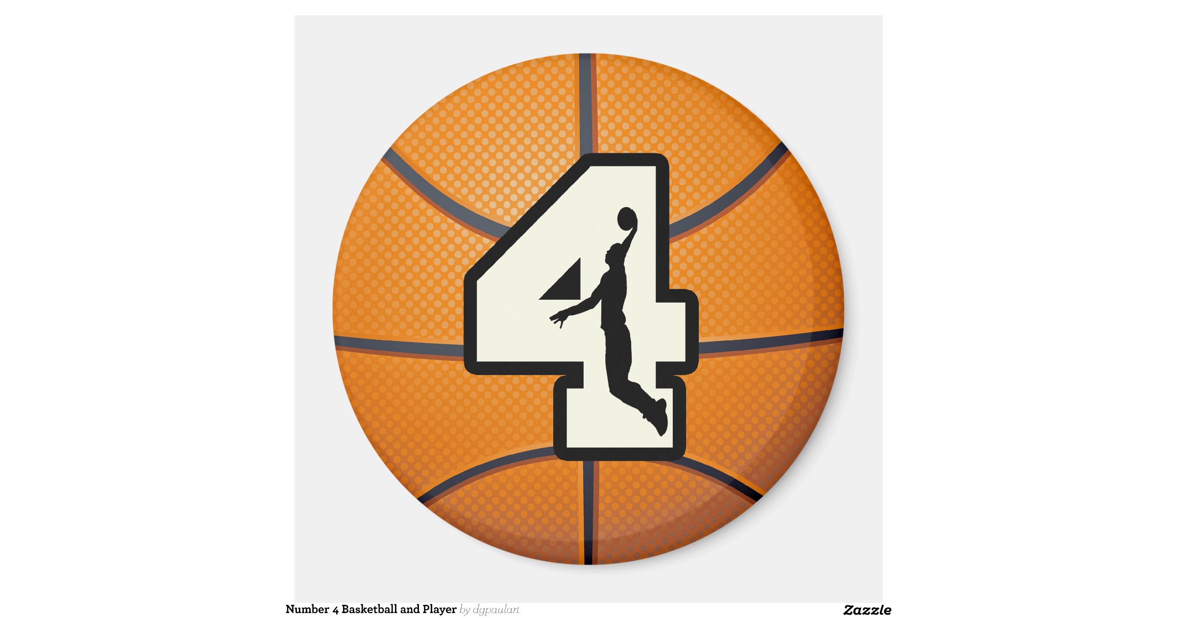 Number 4 Basketball and Player 7.5 Cm Round Magnet | Zazzle