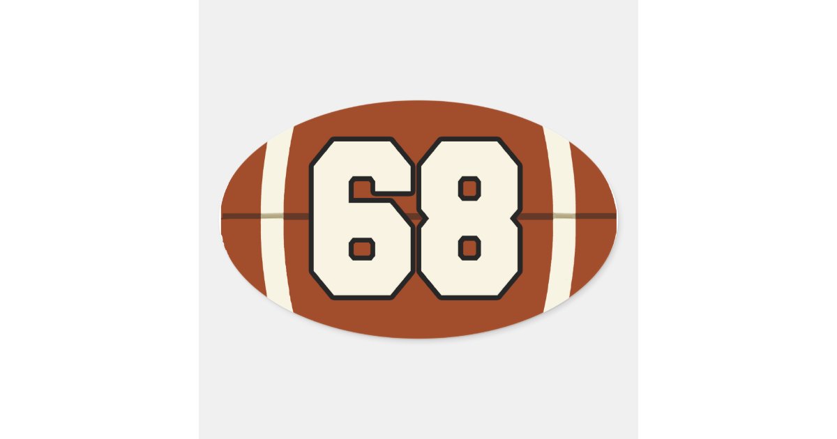 Number 68 Football Sticker | Zazzle