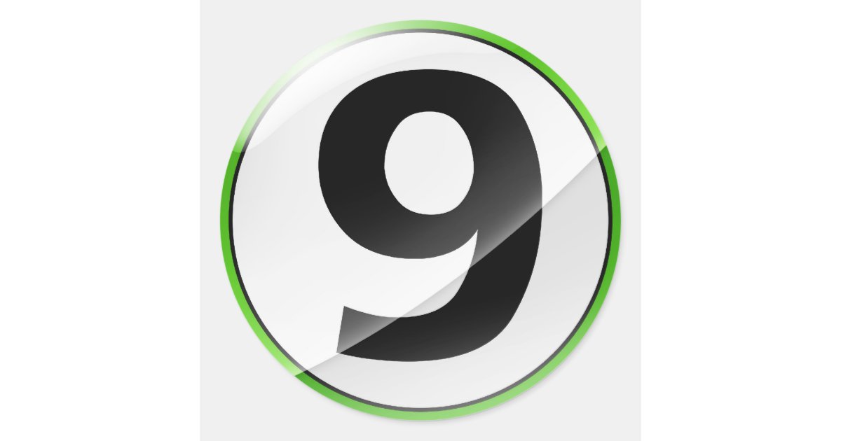 Number 9 green sticker | Zazzle