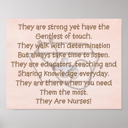 Nurse Art Poem "They Are Nurses" 14X11" Poster | Zazzle.co.uk