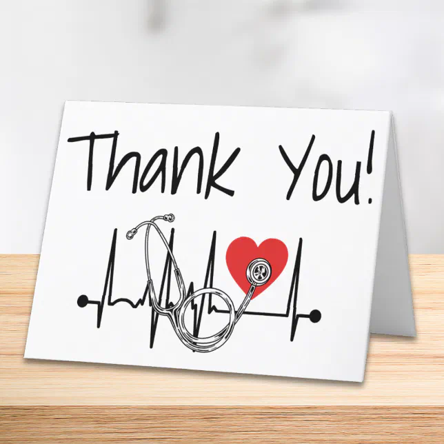 Nurse Doctor Medical Heart Stethoscope Nursing Thank You Card | Zazzle