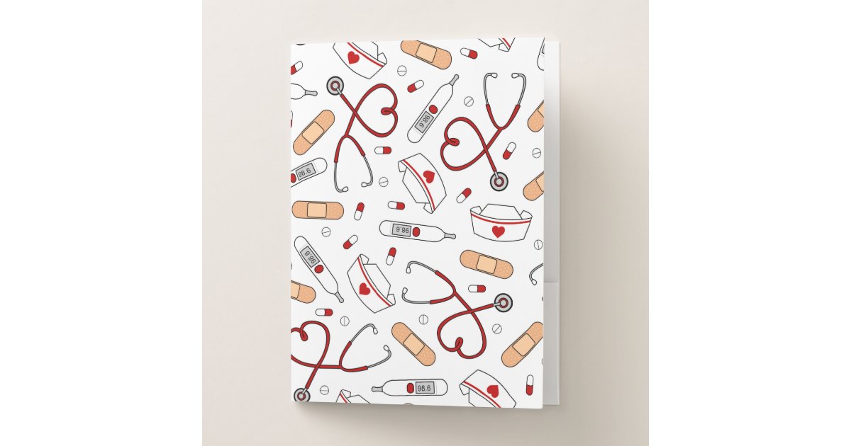 Nurse Love Print White Background Pocket Folder | Zazzle