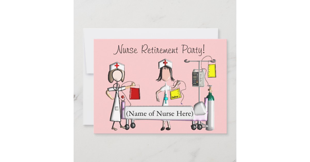 Nurse Retirement Party Invitations Pink Hospital | Zazzle