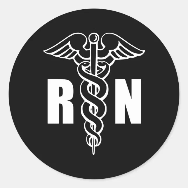 Nurse Rn Caduceus Medical Symbol Nursing Back Classic Round Sticker ...