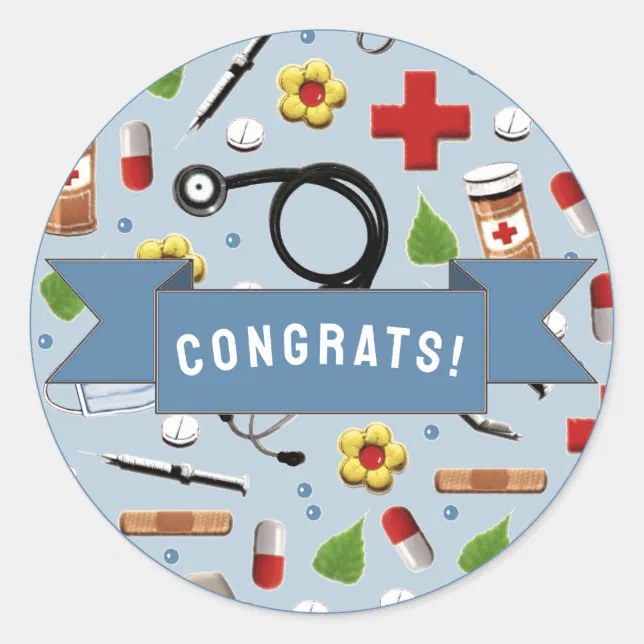 Nursing School Graduation Congrats Classic Round Sticker | Zazzle