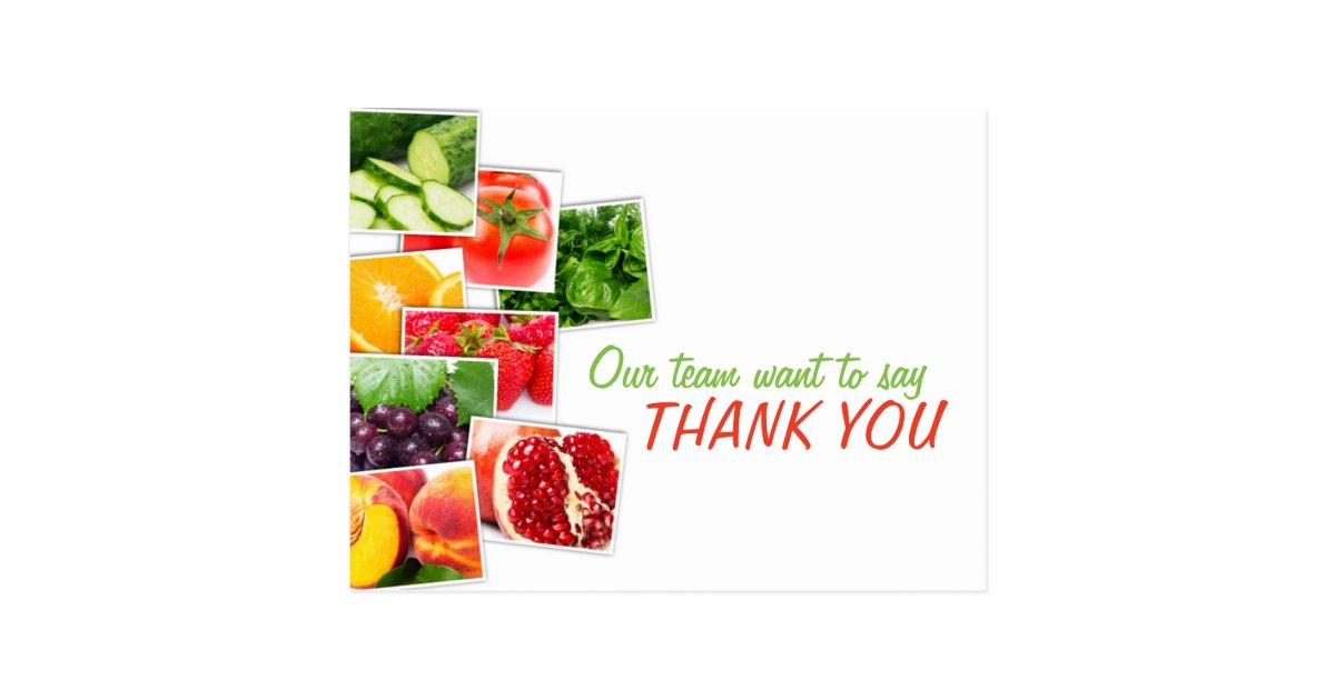 Nutrition Team Thank You Feedback Postcard | Zazzle.co.uk