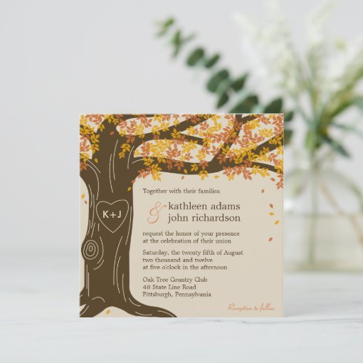 Oak Tree Fall Wedding Invitation | Zazzle