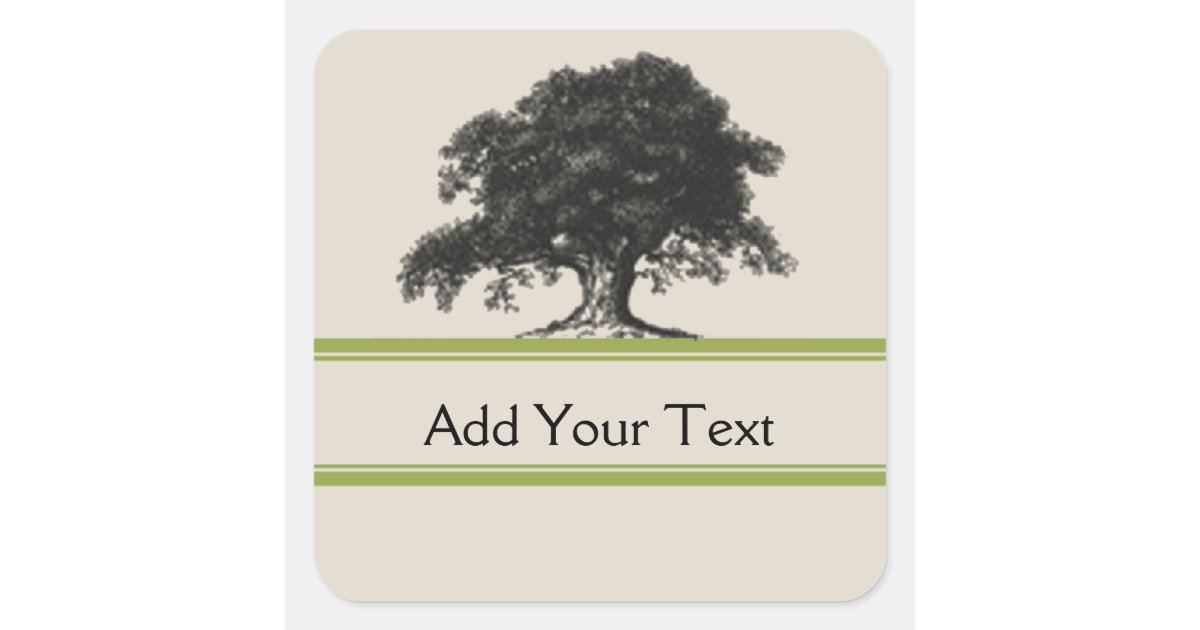 Oak Tree Plantation in Green Square Sticker | Zazzle
