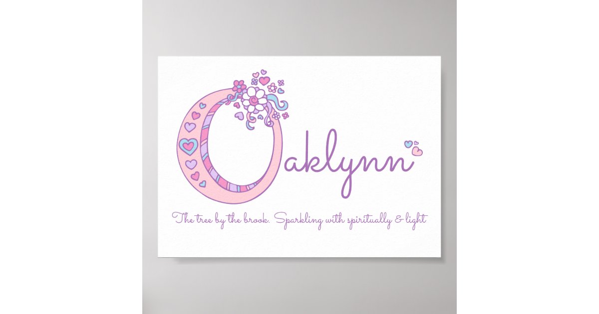 Oaklynn girls name meaning pastel letter O Poster | Zazzle