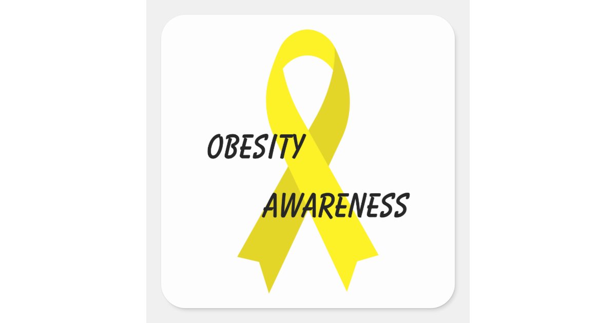Obesity Yellow Awareness Ribbon by Janz Square Sticker | Zazzle