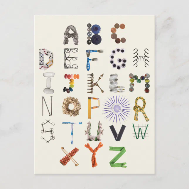 Object Alphabet Postcard | Back to School ABC Art | Zazzle